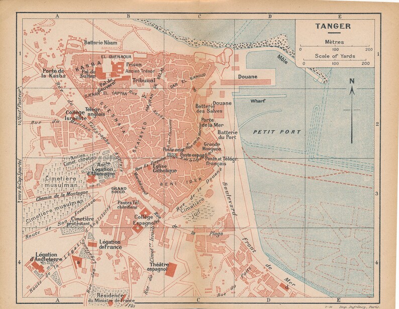 1921 Tánger Marruecos Mapa antiguo - Etsy España