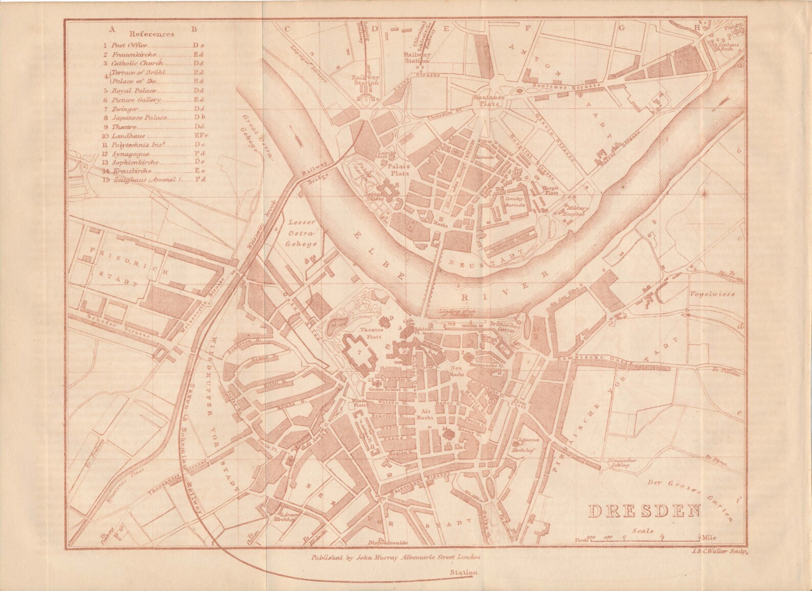 1863 Dresden Germany Antique Map - Etsy