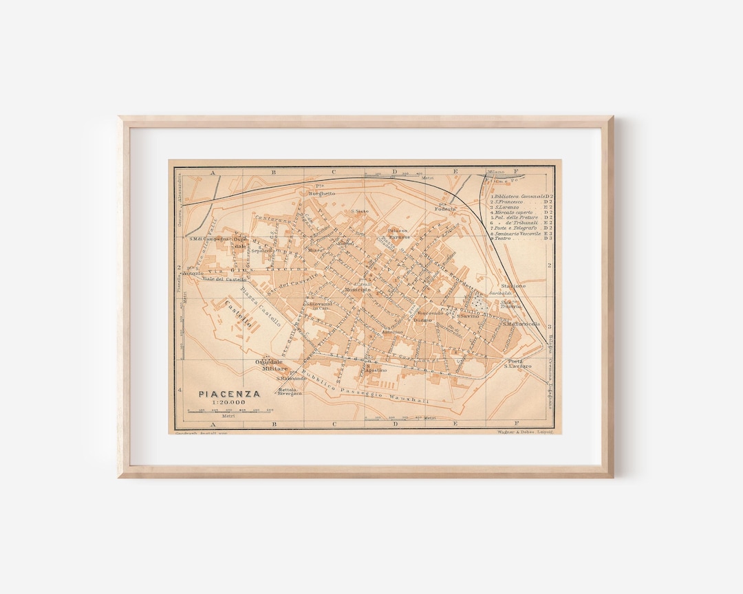 1906 Piacenza Italy Antique Map - Etsy