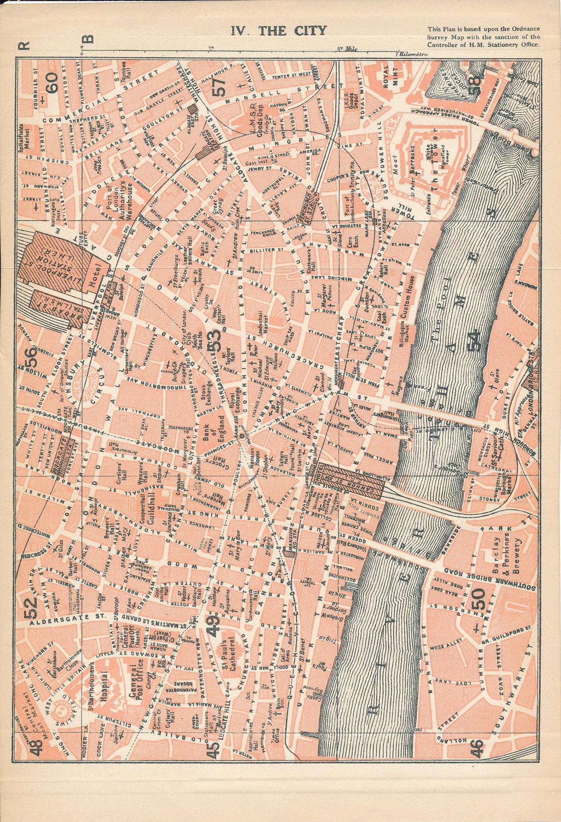 1927 London Street Map London England United Kingdom - Etsy