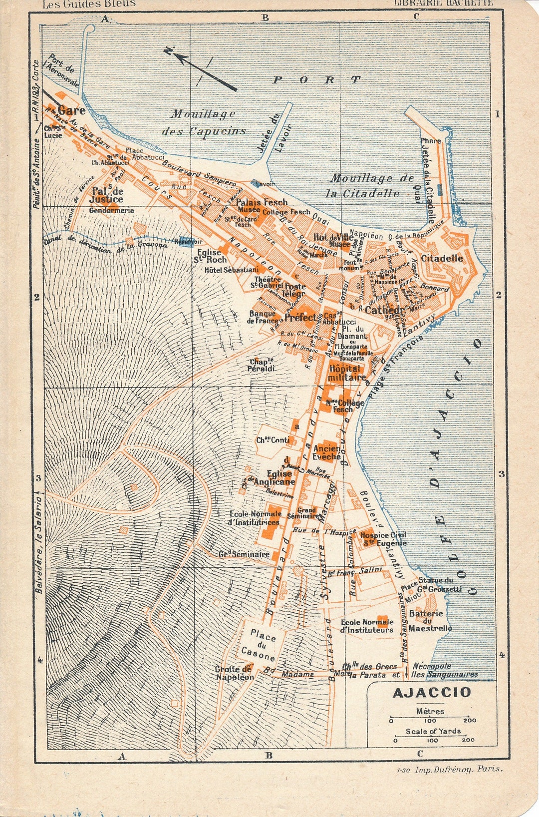 1926 Ajaccio, Corsica, France Antique Map - Etsy