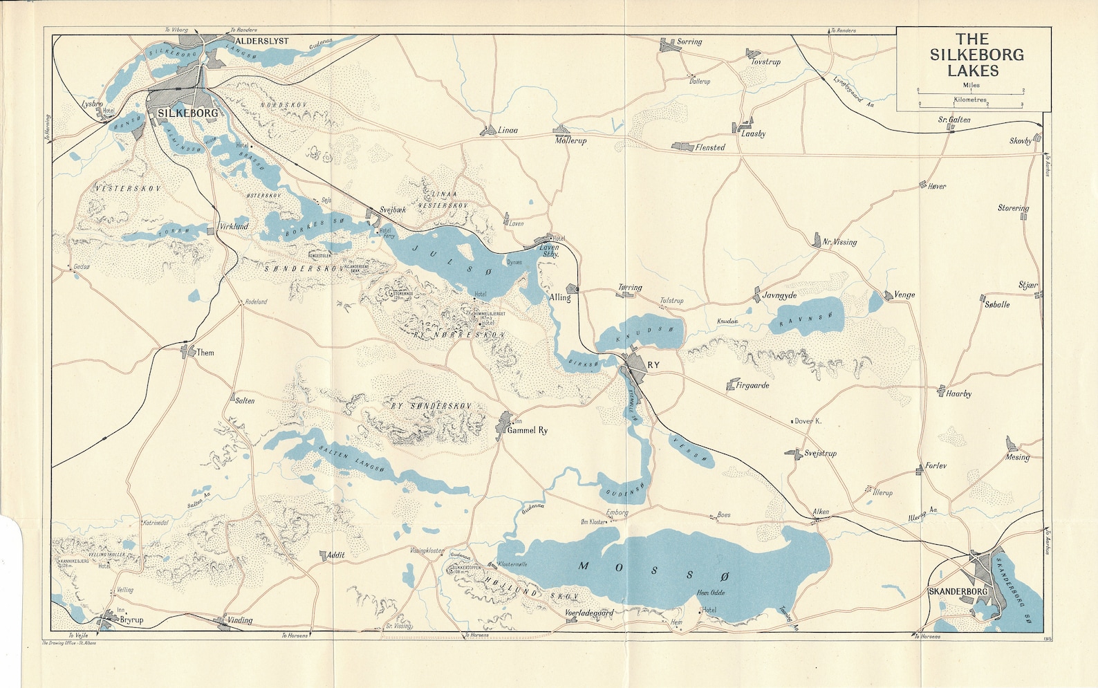 1955 Silkeborg Lakes Denmark Vintage Map | Etsy