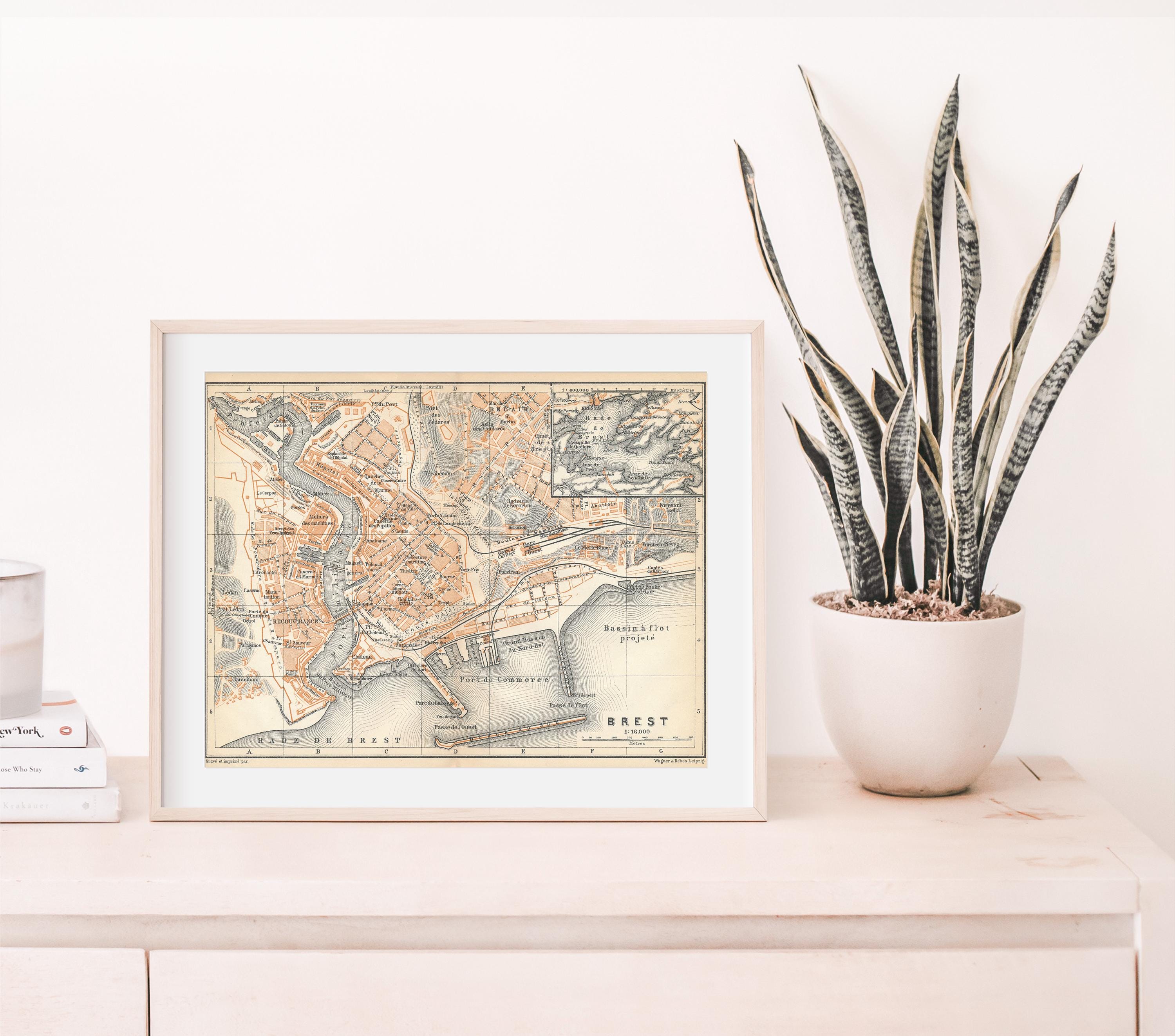 1909 Brest France Antique Map - Etsy