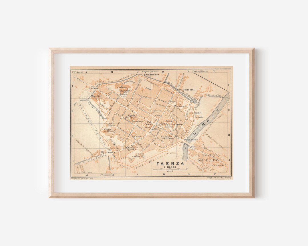 1909 Faenza Italy Antique Map - Etsy