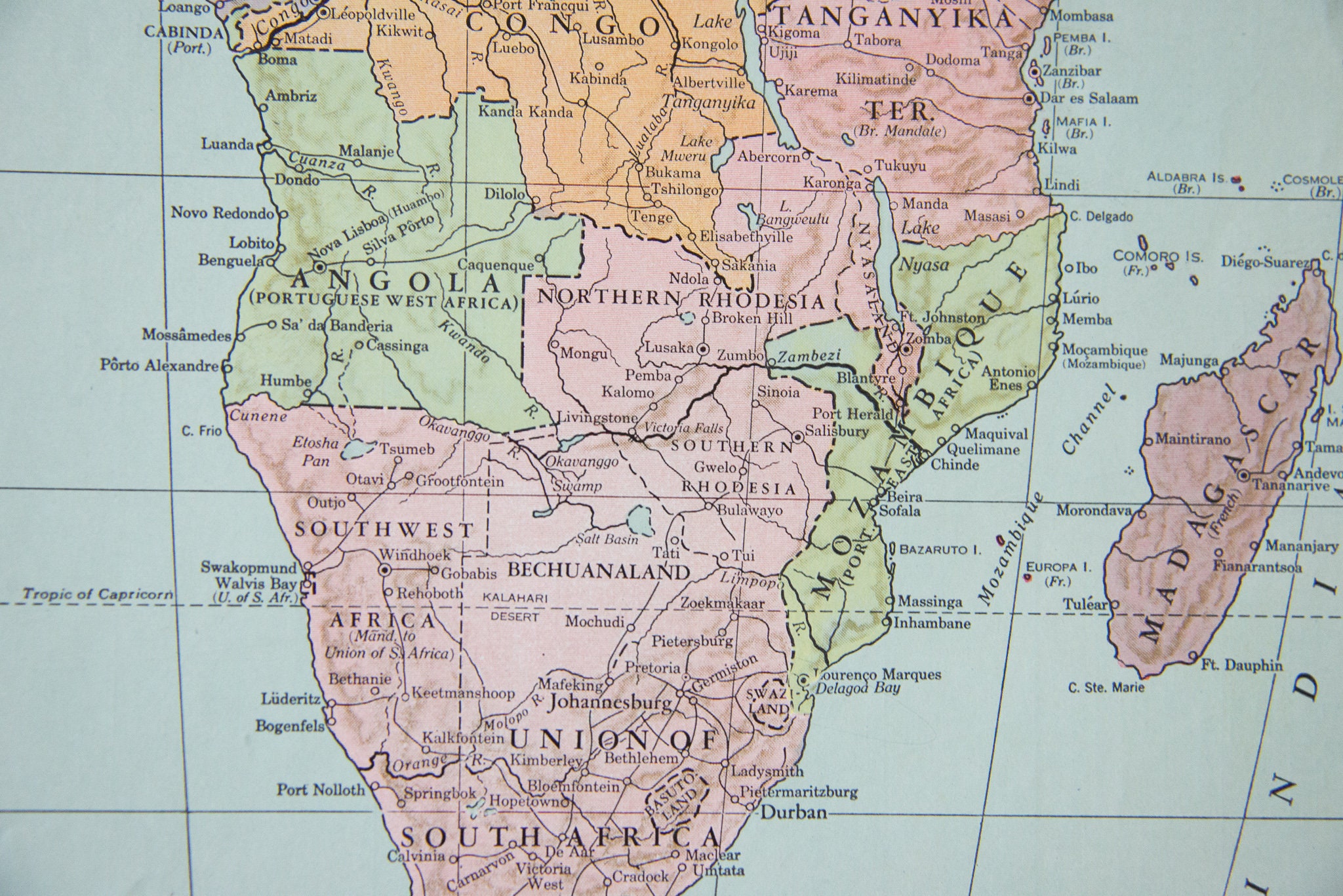 1938 Africa Antique Map - Etsy