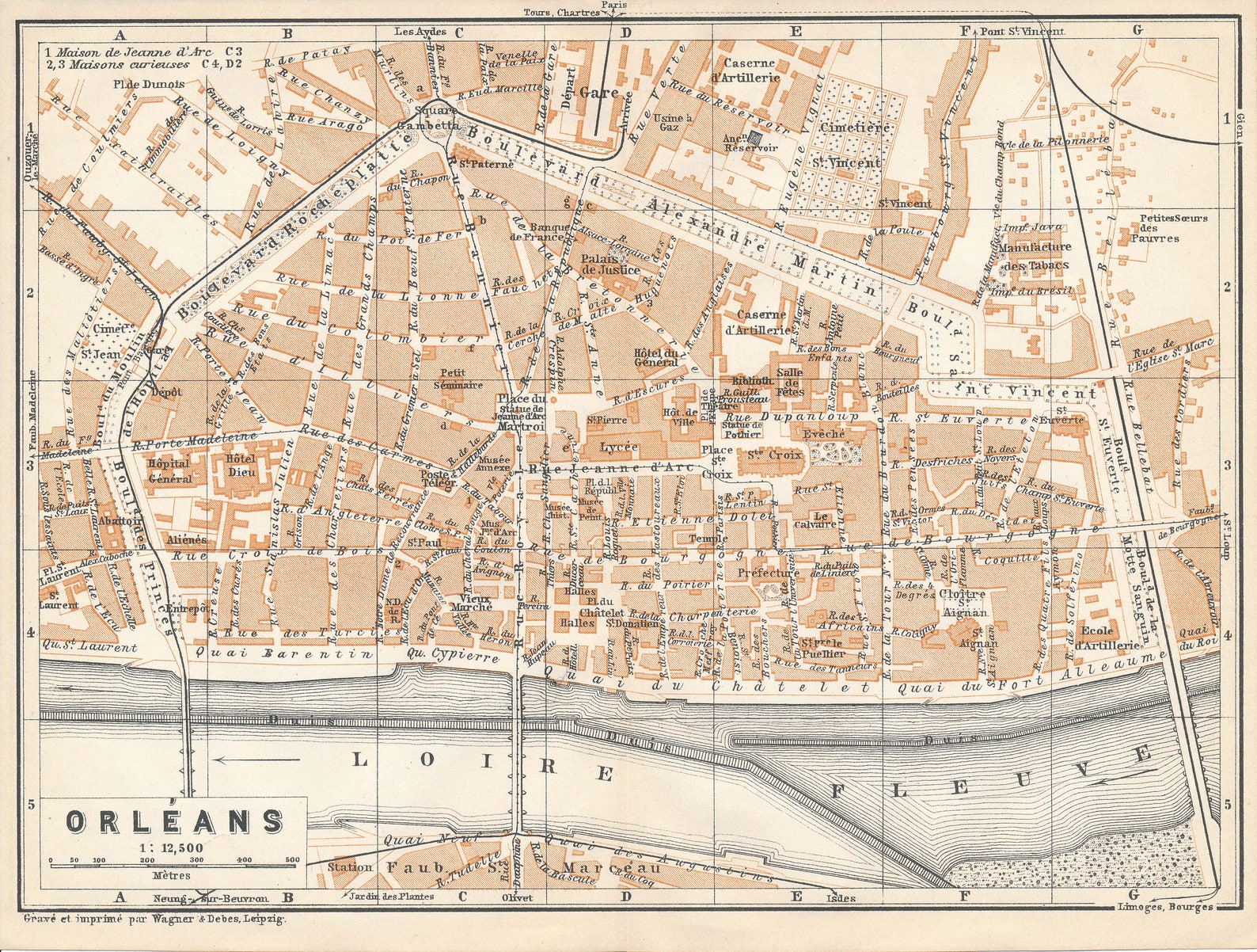 1909 Orleans France Antique Map - Etsy