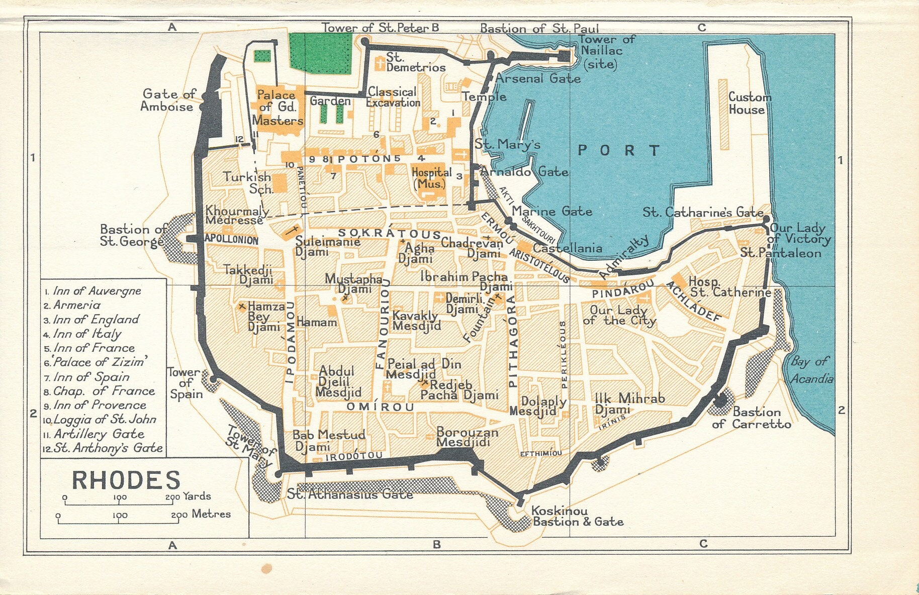 1967 Rhodes Greece Vintage Map - Etsy