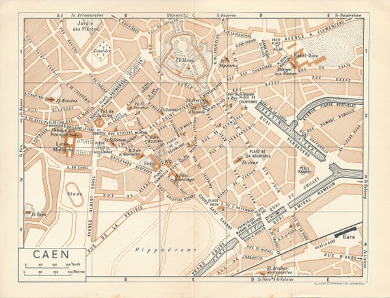 1958 Caen France Vintage Map - Etsy