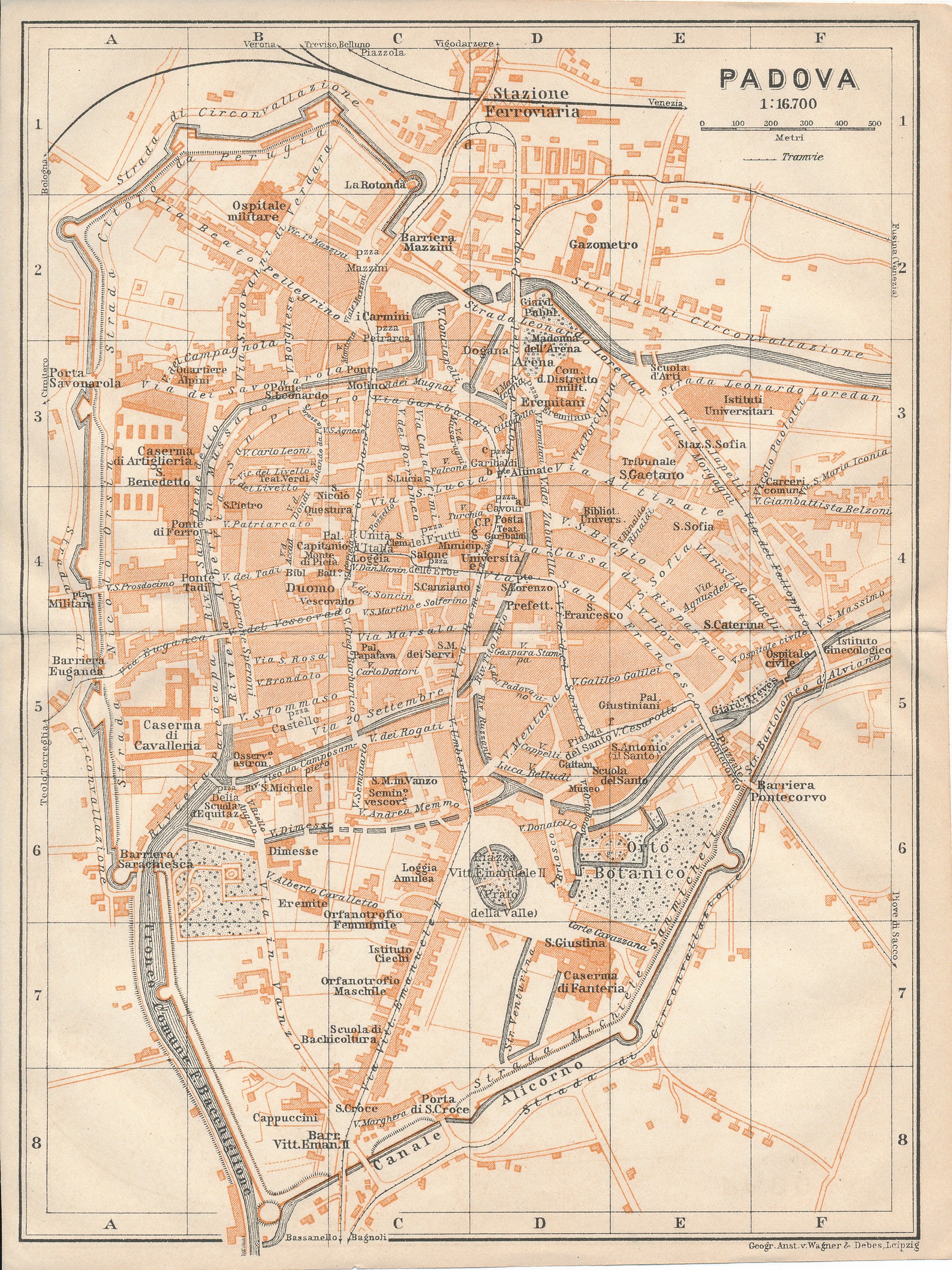 1913 Padua Padova Italy Antique Map | Etsy