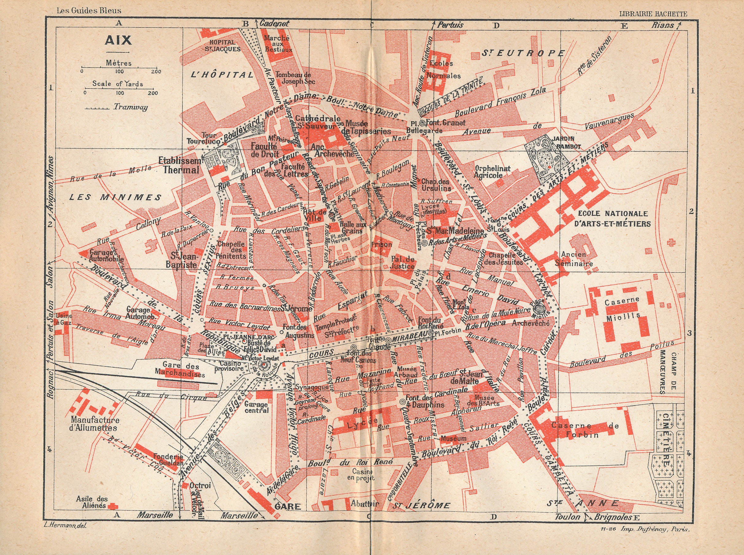1926 Aix France Antique Map | Etsy