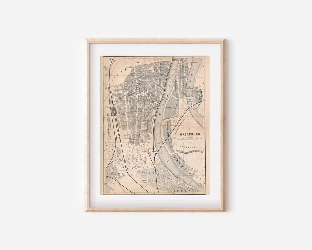 1881 Magdeburg Germany Antique Map - Etsy