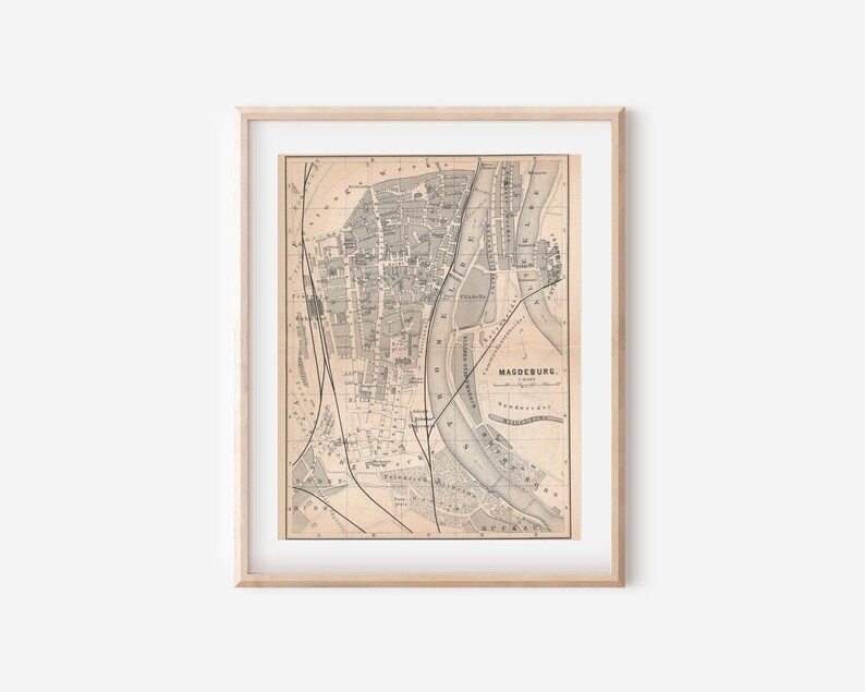 1881 Magdeburg Germany Antique Map - Etsy