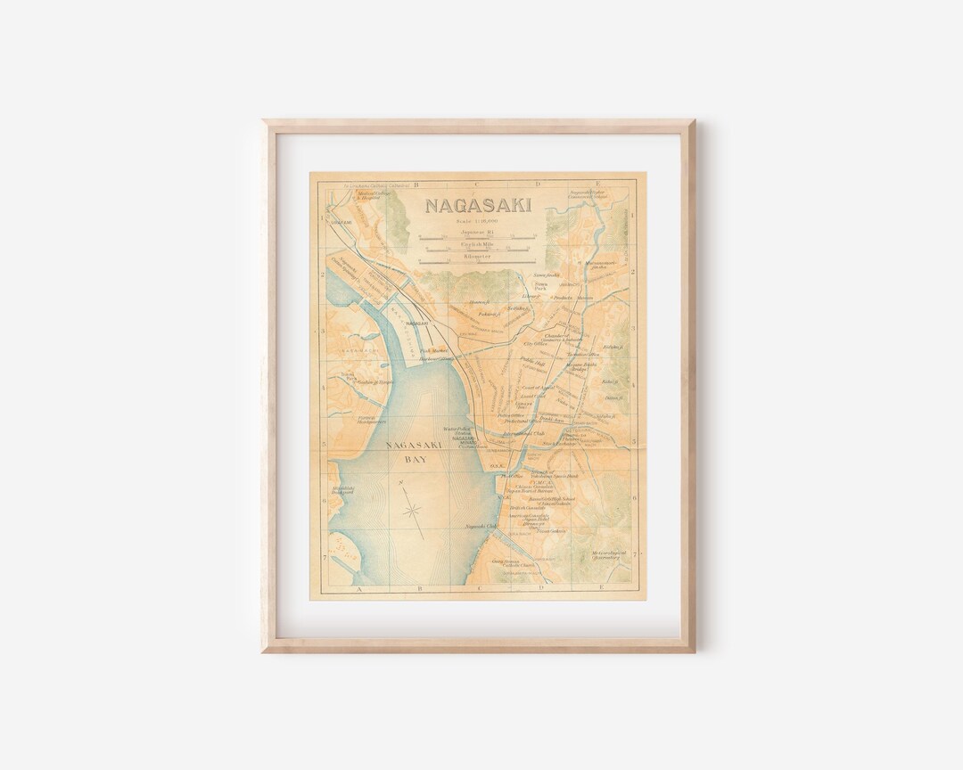1933 Nagasaki Japan Antique Map - Etsy