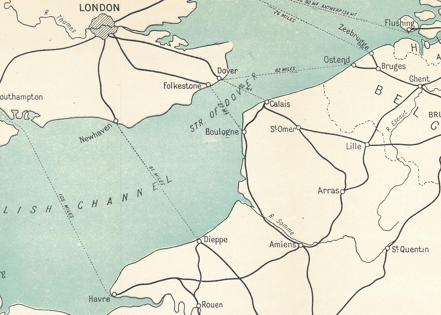 1929 English Channel Antique Map - Etsy