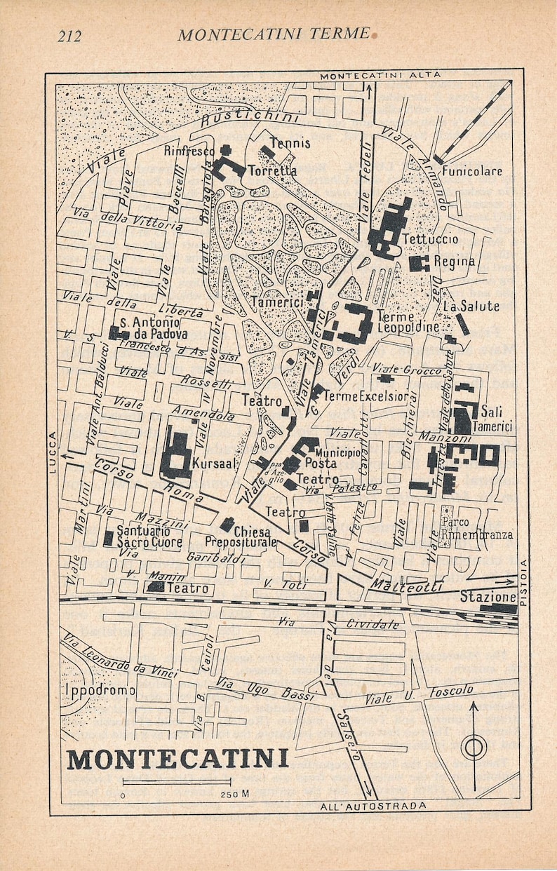 1954 Montecatini Terme Italy Vintage Map - Etsy