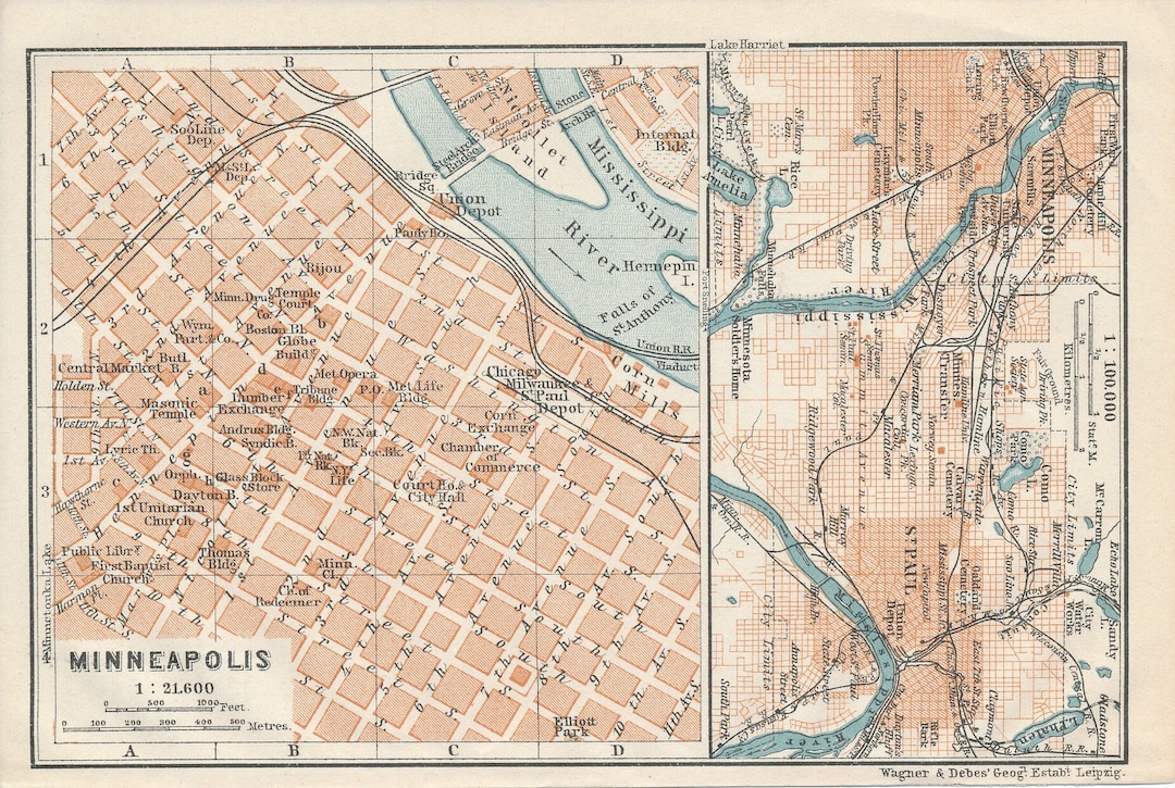 1905 Minneapolis Minnesota Antique Map - Etsy