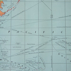 1938 Pacific Ocean Antique Map - Etsy