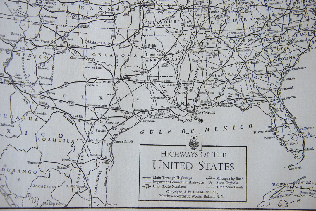 1938 United States Antique Highway Map - Etsy UK
