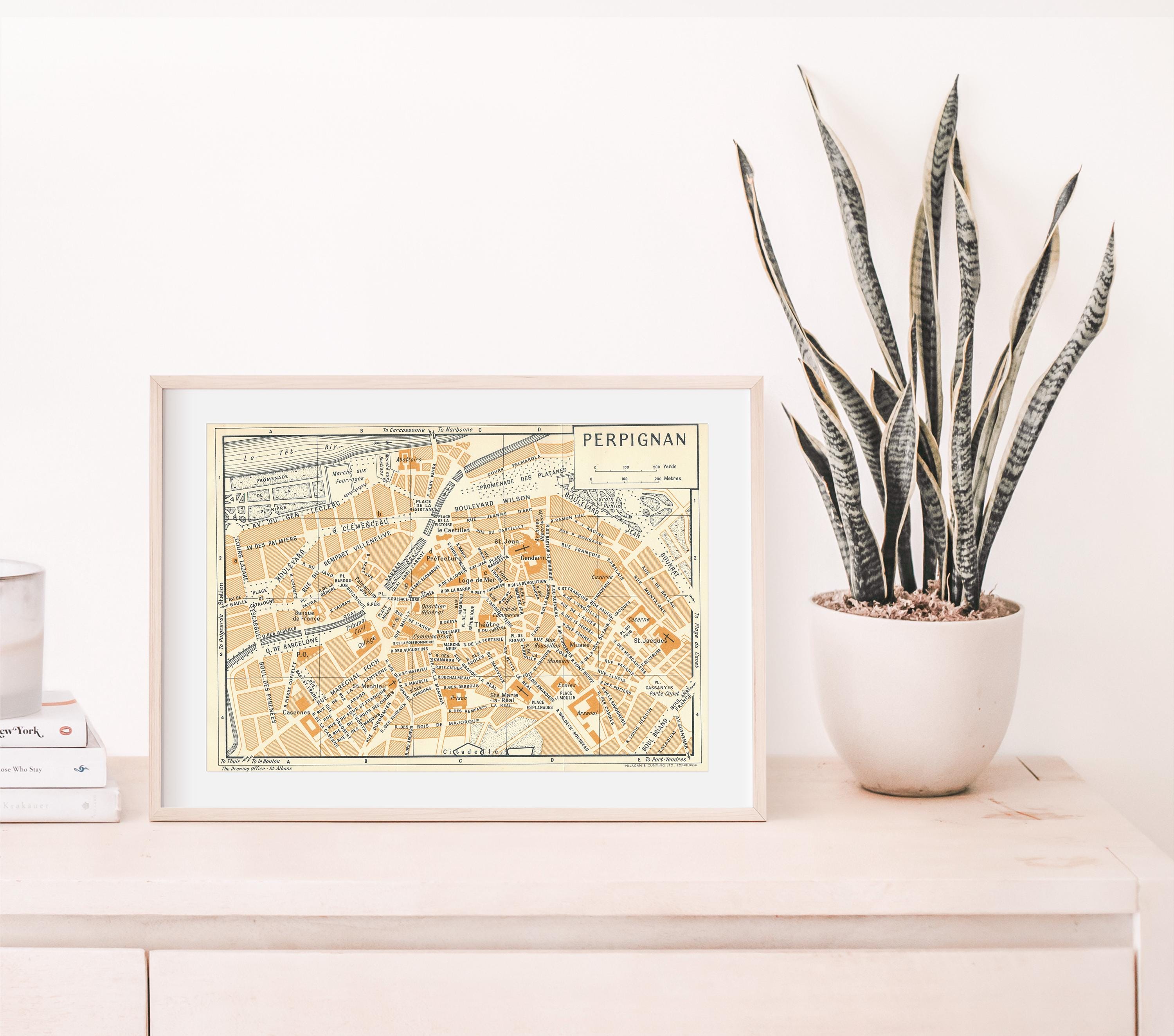 1954 Perpignan France Vintage Map - Etsy