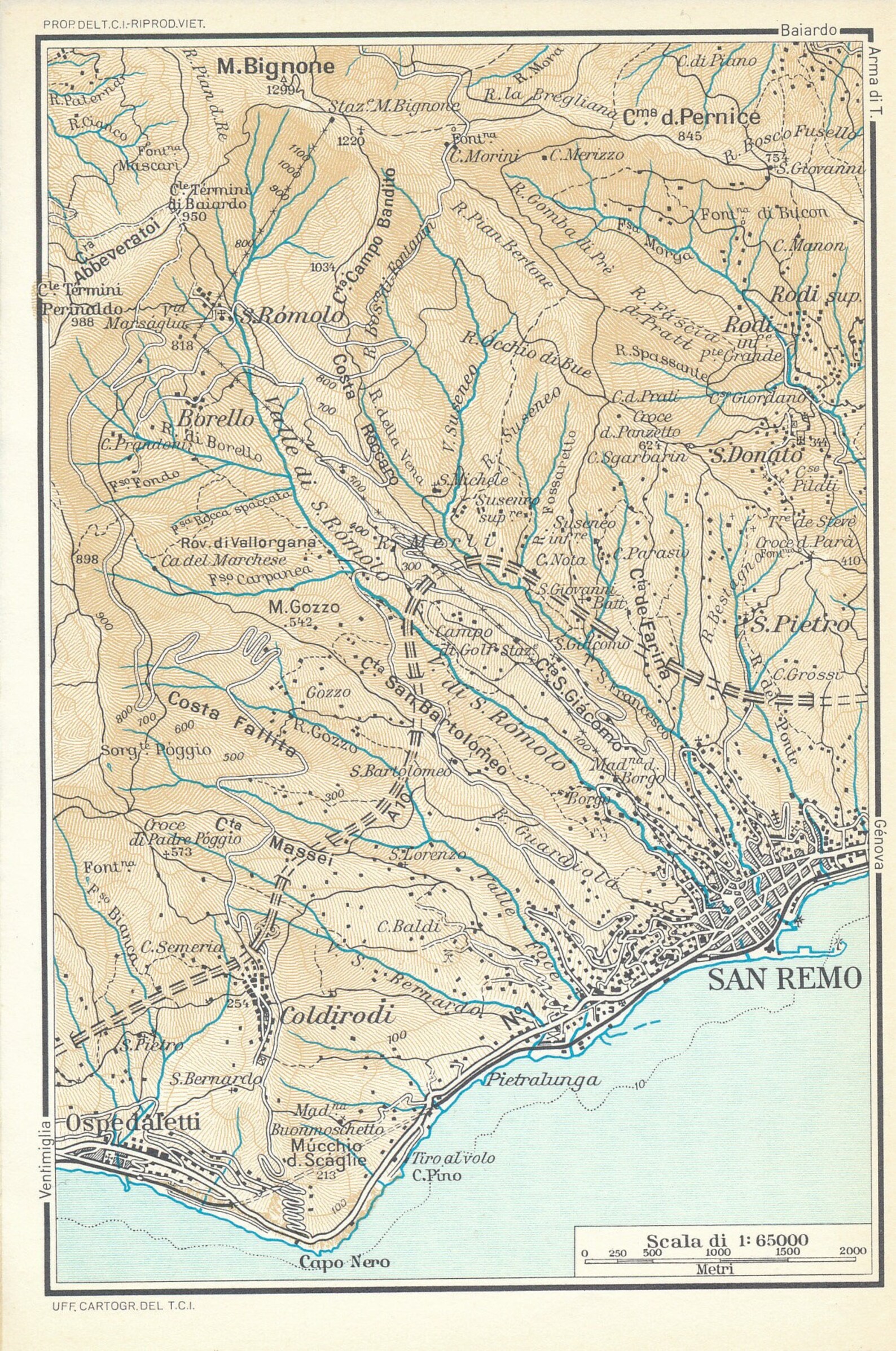 1967 San Remo Italy Vintage Map - Etsy
