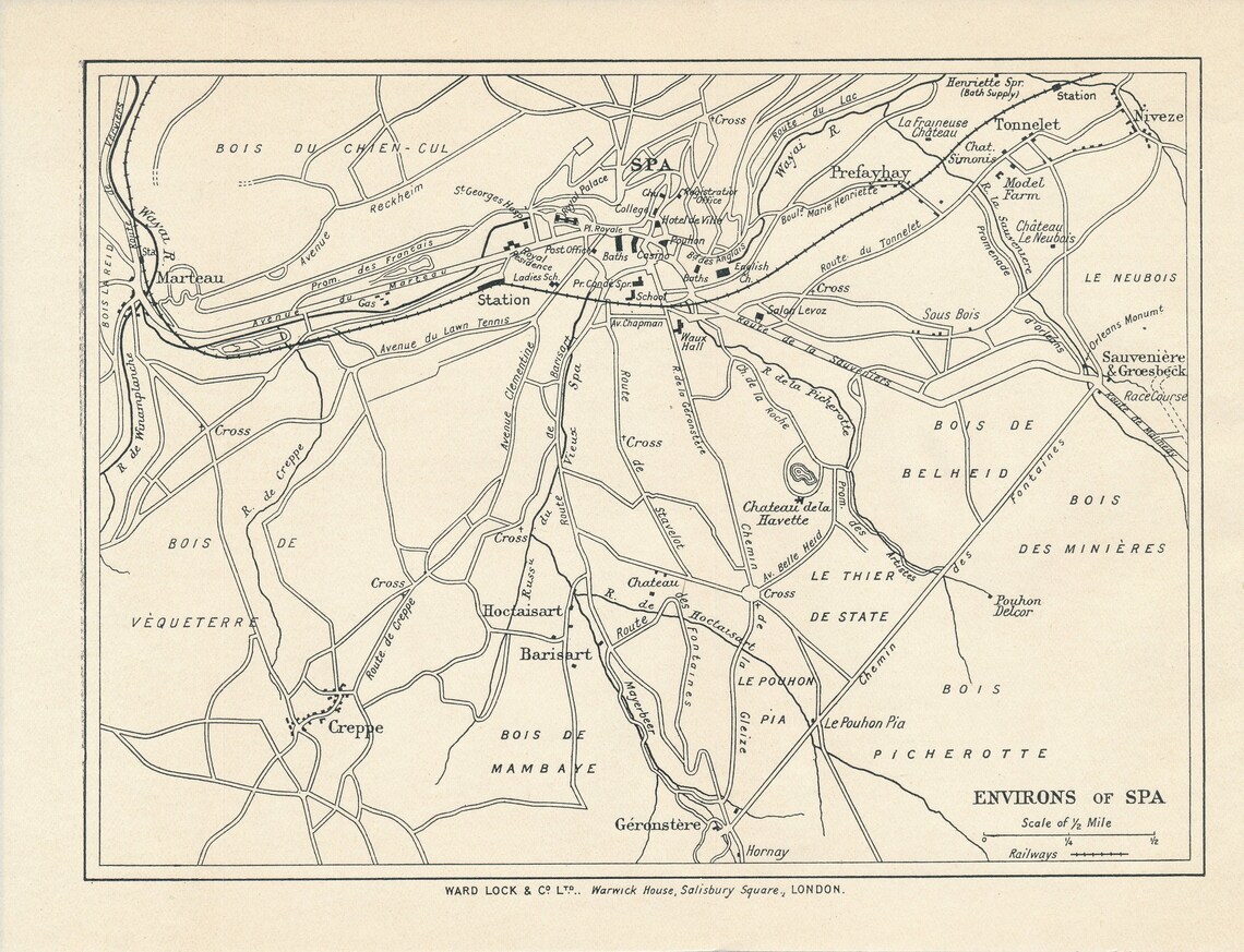 1930 Spa Belgium Antique Map - Etsy