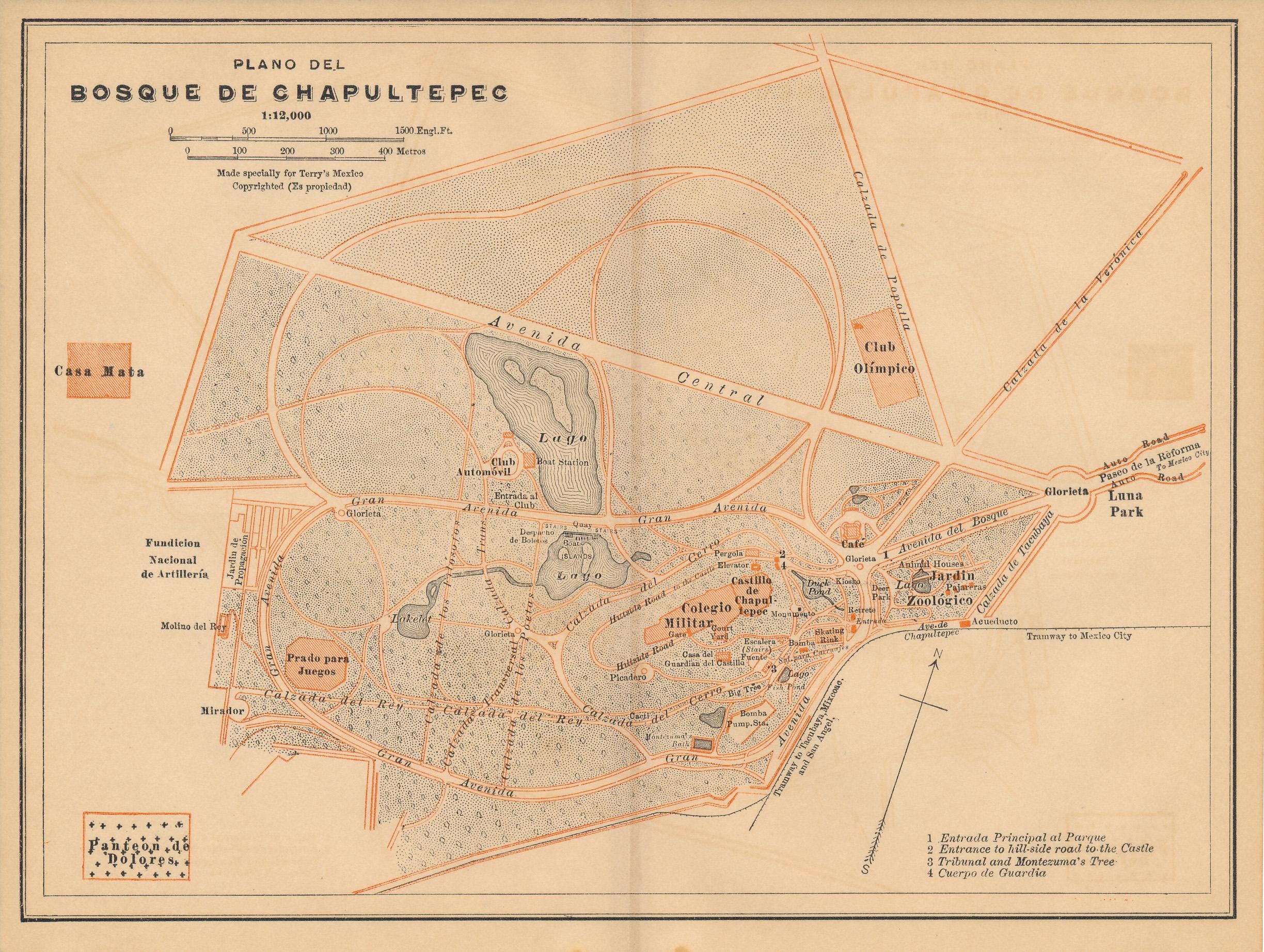 1911 Bosque De Chapultepec Mexico City Mexico Antique Map - Etsy