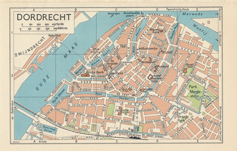 1961 Dordrecht Netherlands holland Vintage Map - Etsy