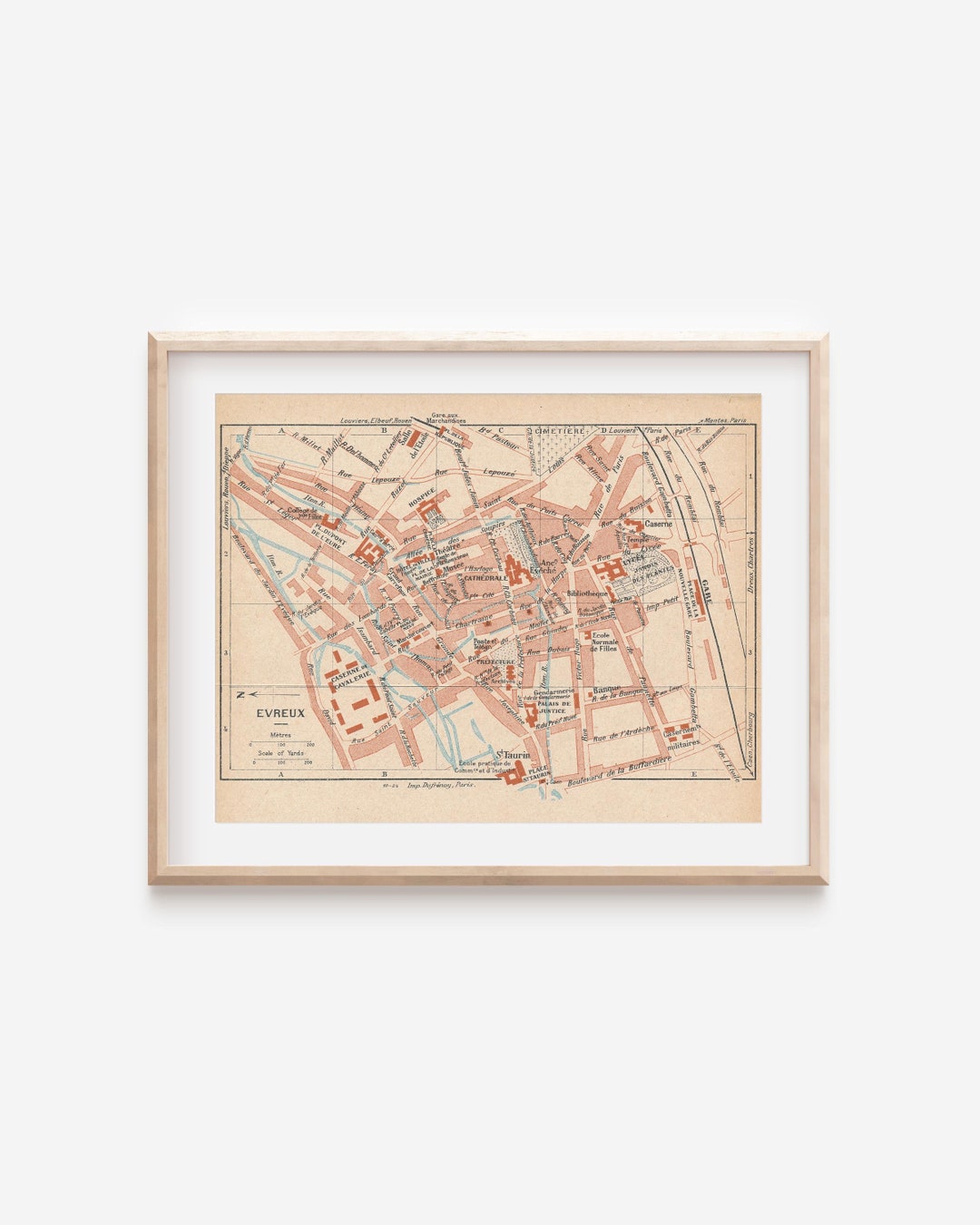 1925 Evreux France Antique Map - Etsy