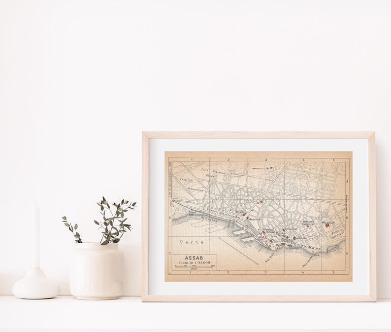 1938 Assab Eritrea Antique Map - Etsy
