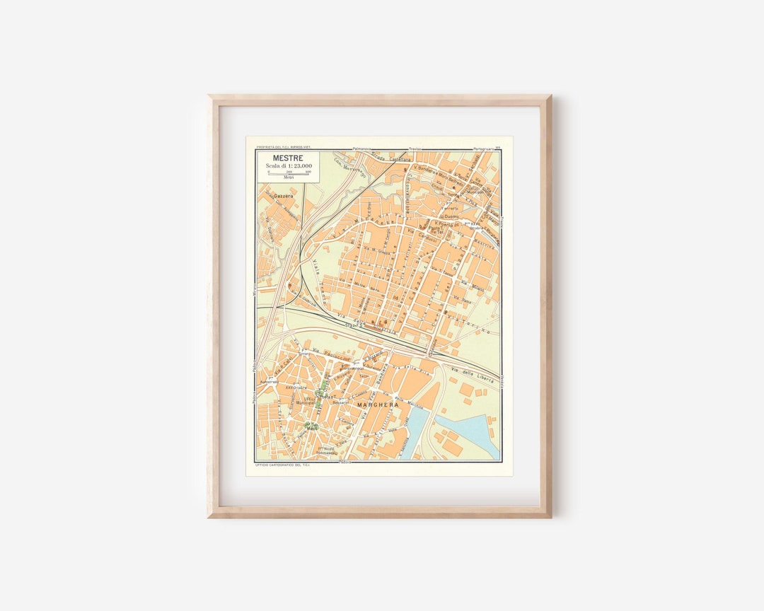 1969 Mestre Venice Italy Vintage Map - Etsy