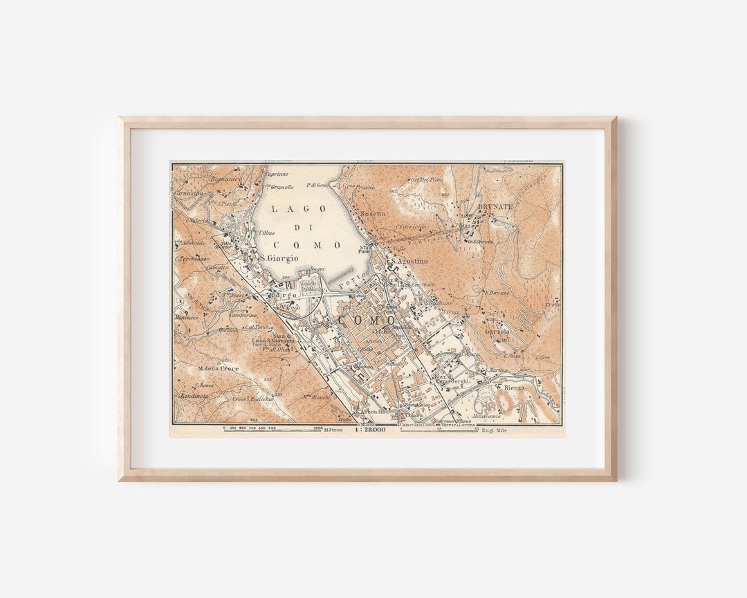 1911 Como & Lake Como Italy Antique Map - Etsy