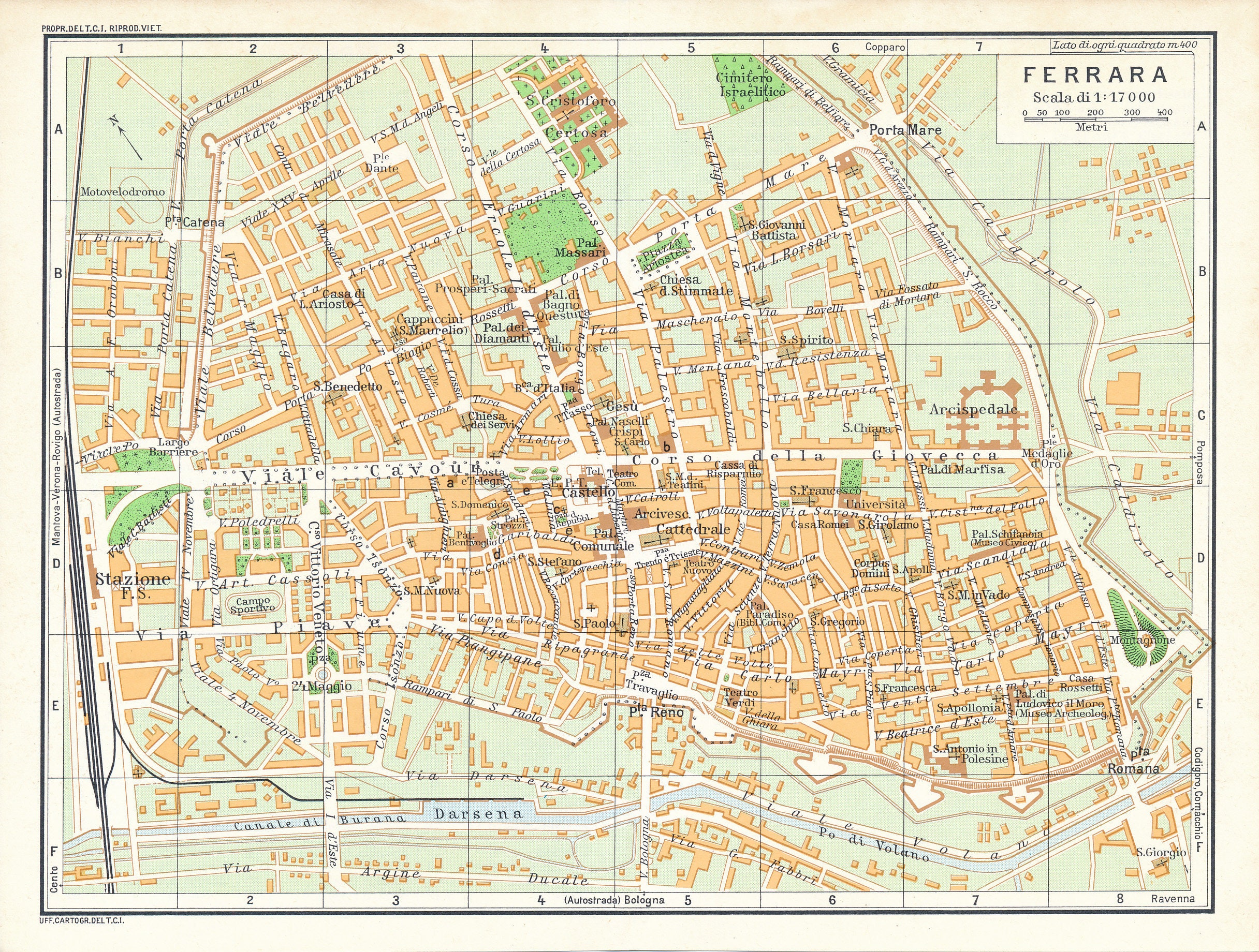1971 Ferrara Italia Mapa vintage - Etsy España