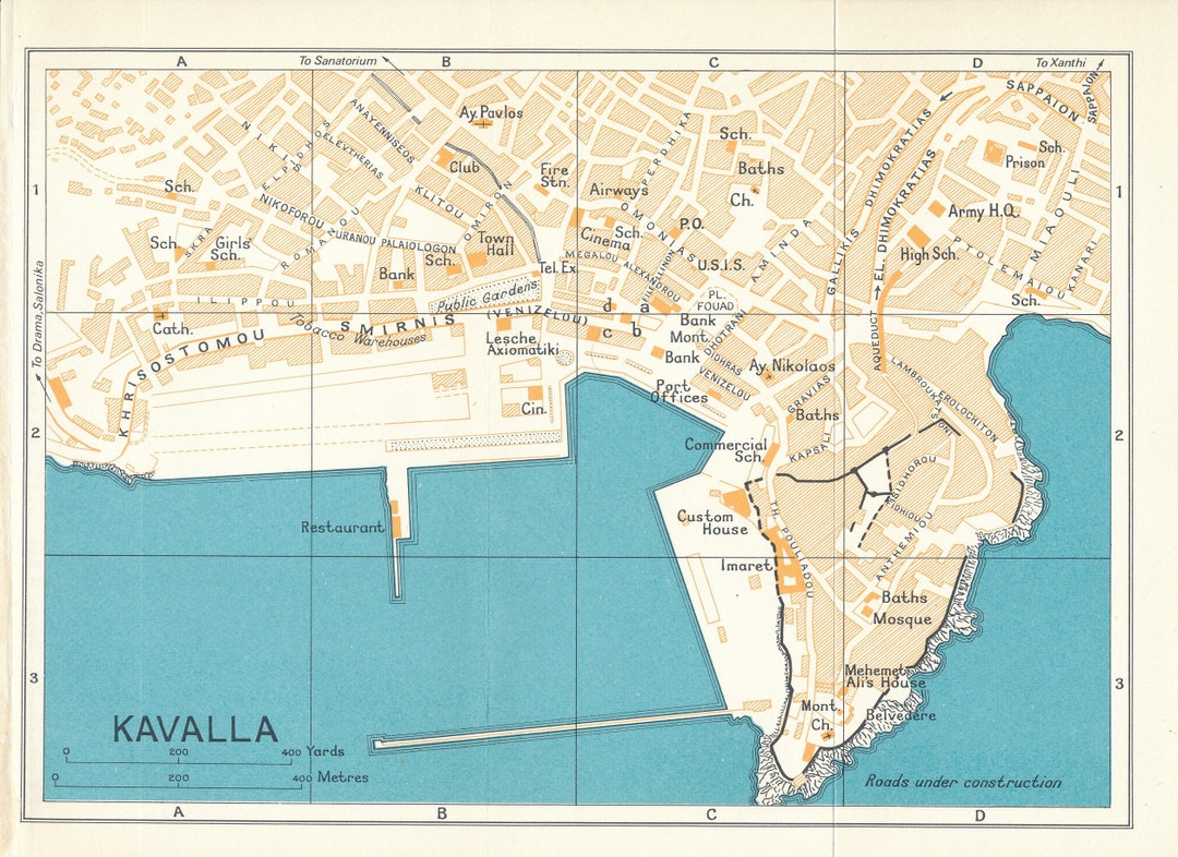 1967 Kavala Greece Vintage Map - Etsy Australia