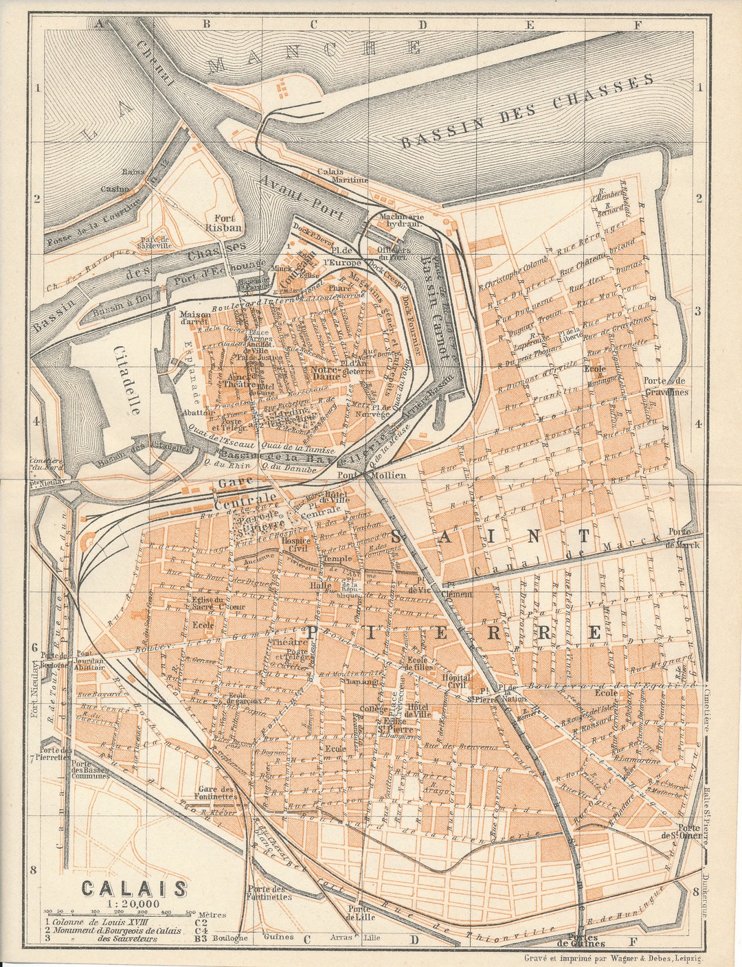 1913 Calais France Antique Map - Etsy