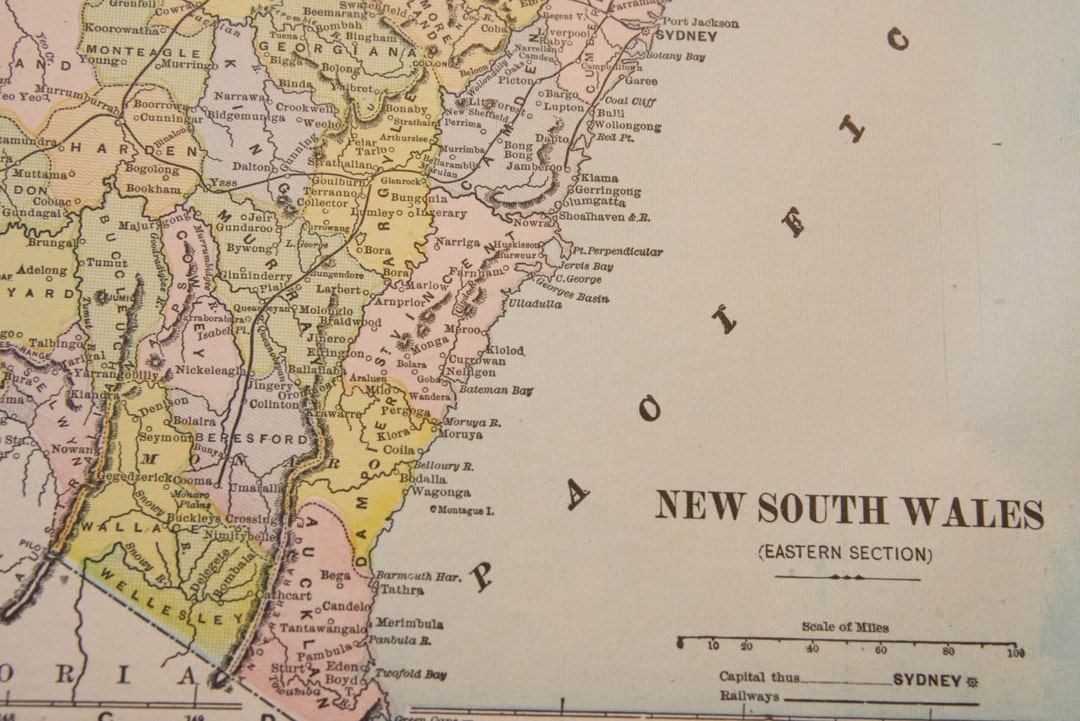 1901 New South Wales Australia Antique Map - Etsy