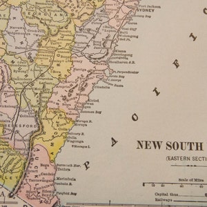 1901 New South Wales Australia Antique Map - Etsy