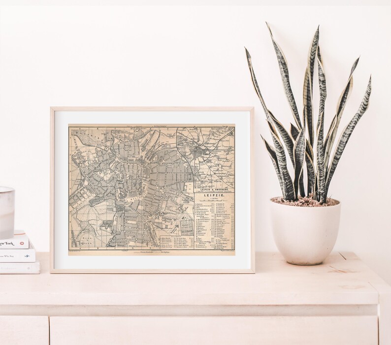 1881 Leipzig Germany Antique Map - Etsy