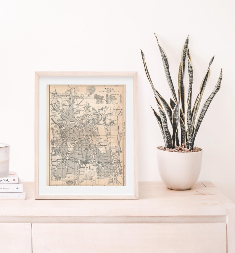 1881 Halle Germany Antique Map - Etsy