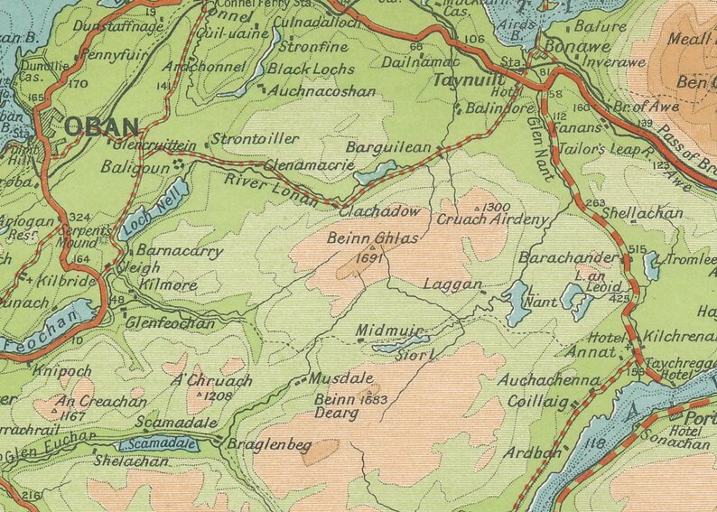 1949 Oban Scotland Vintage Map - Etsy