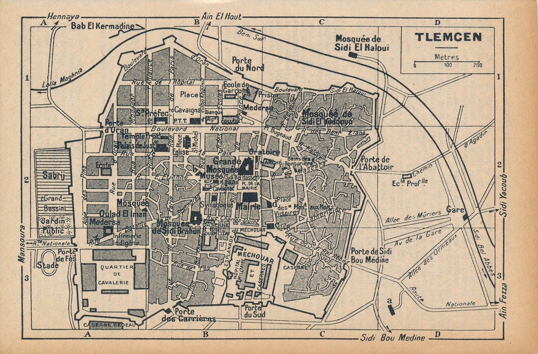 1950 Tlemcen Algeria Vintage Map - Etsy