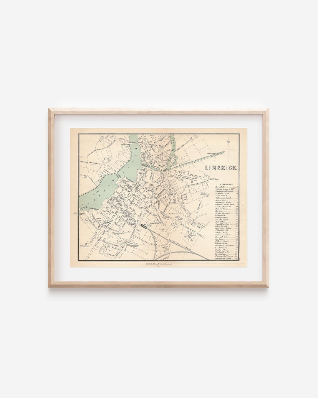 1906 Limerick Ireland Antique Map - Etsy