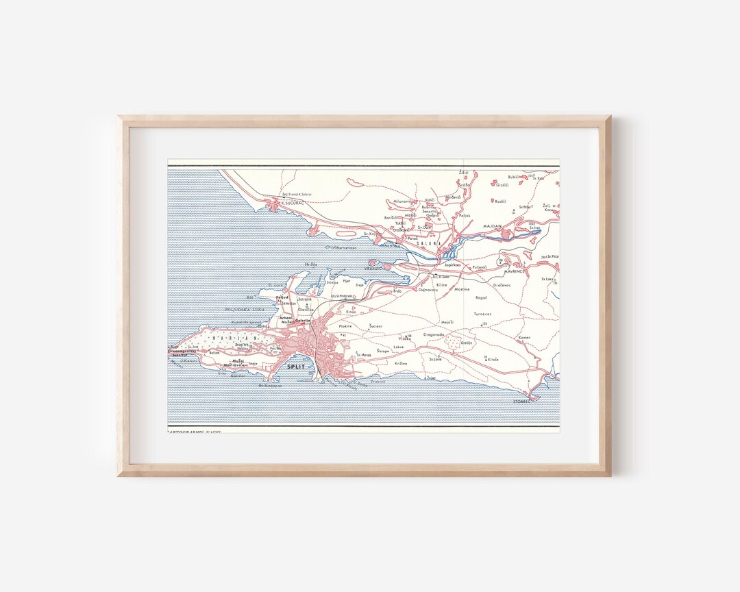 1966 Split Croatia Vintage Map - Etsy