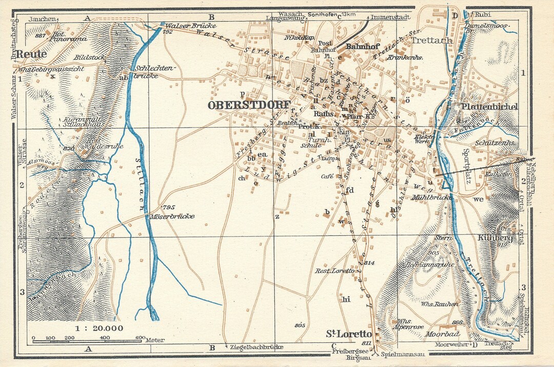 1953 Oberstdorf Germany Antique Map - Etsy