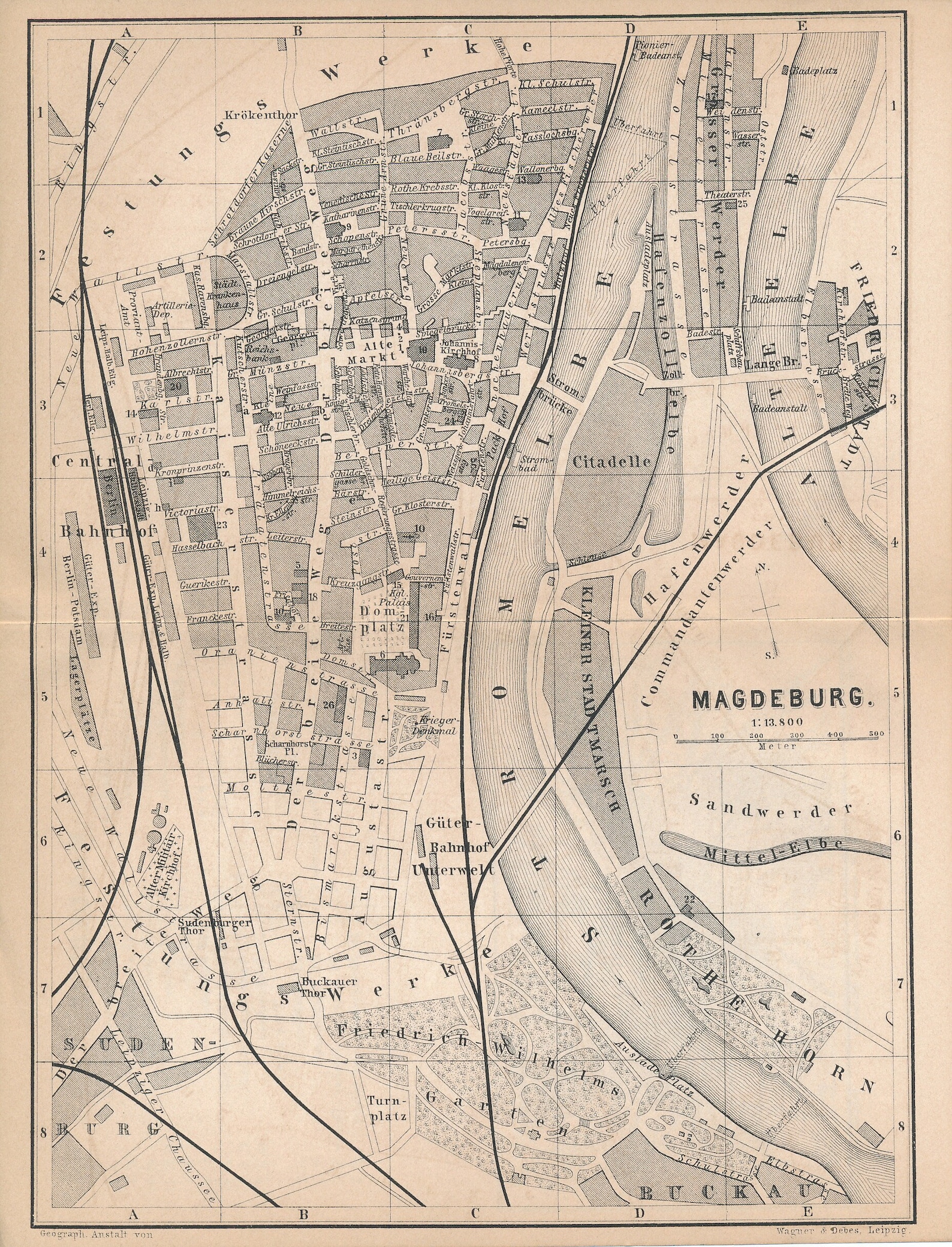 1881 Magdeburg Germany Antique Map - Etsy