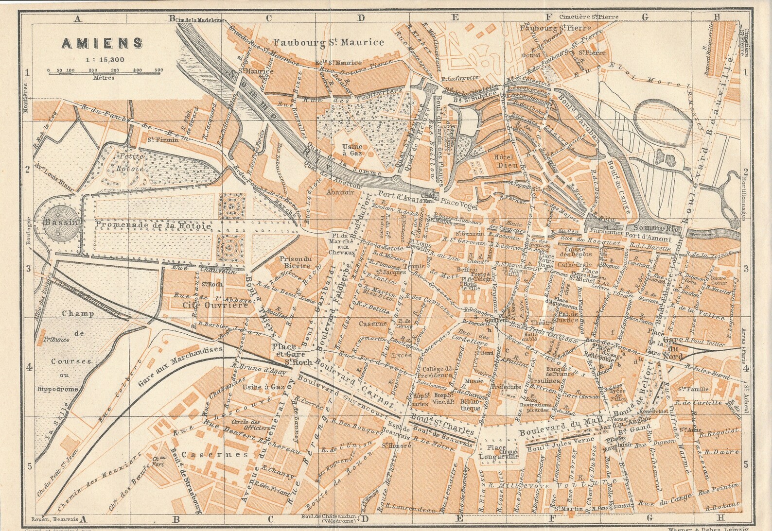1913 Amiens France Antique Map - Etsy