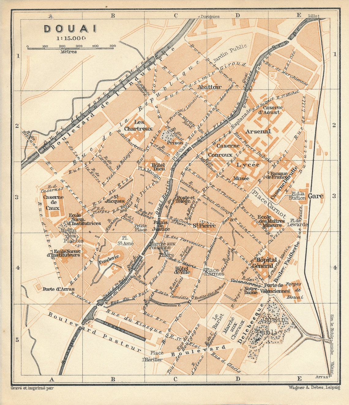 1909 Douai France Antique Map | Etsy