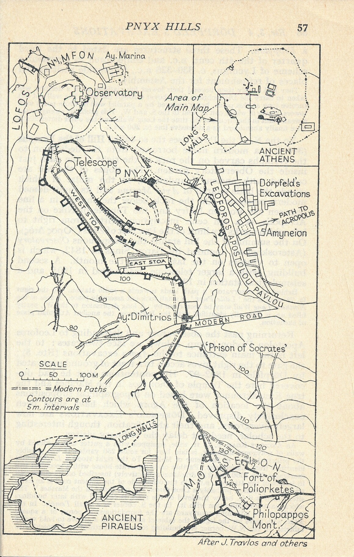 1967 Pnyx Hill Athens Greece Vintage Map - Etsy