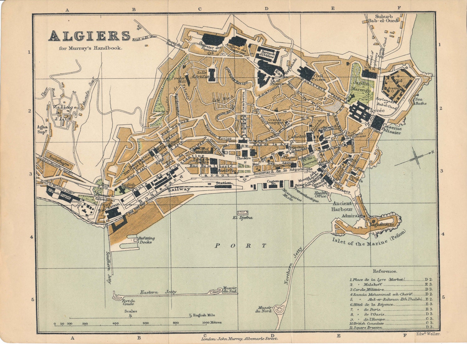 1895 Algiers Algeria Antique Map | Etsy