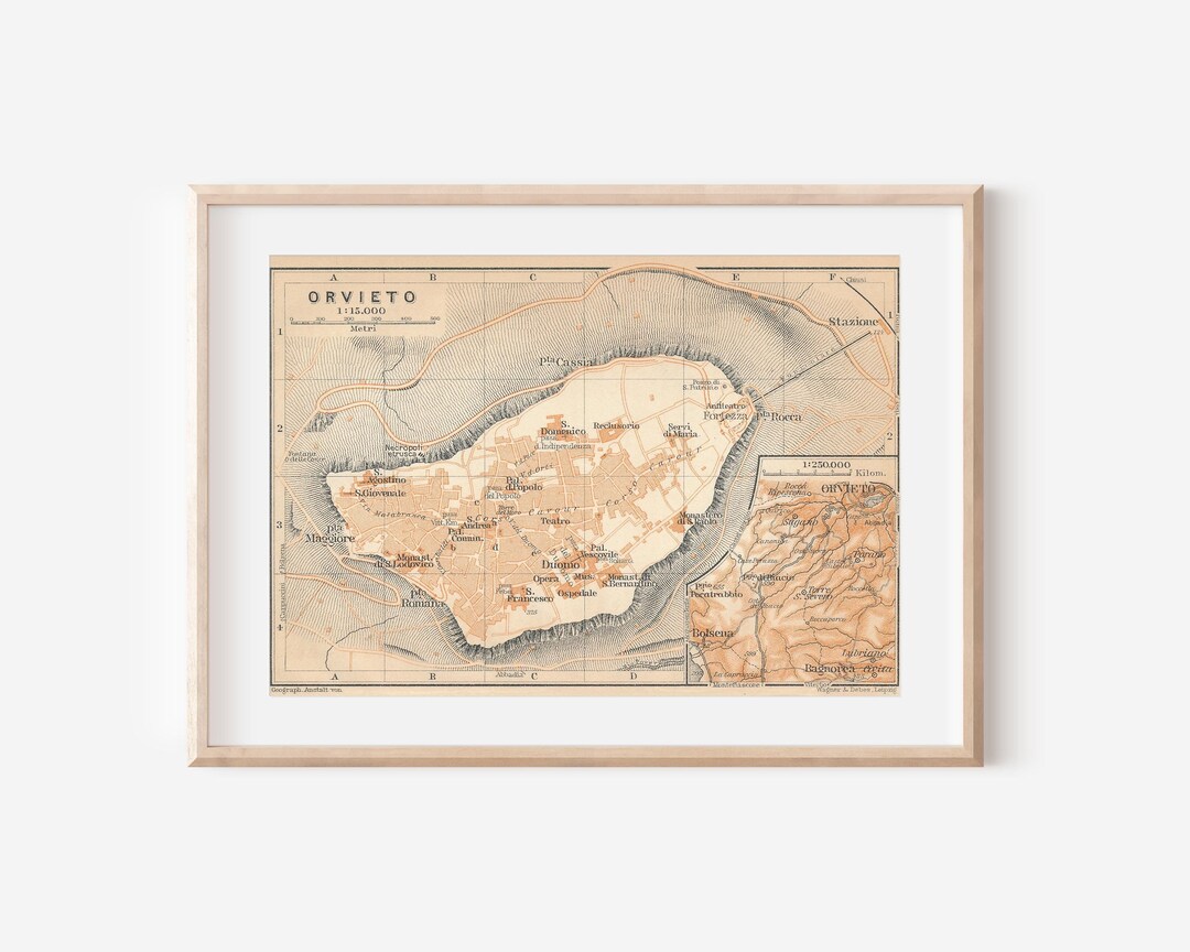 1909 Orvieto Italy Antique Map - Etsy