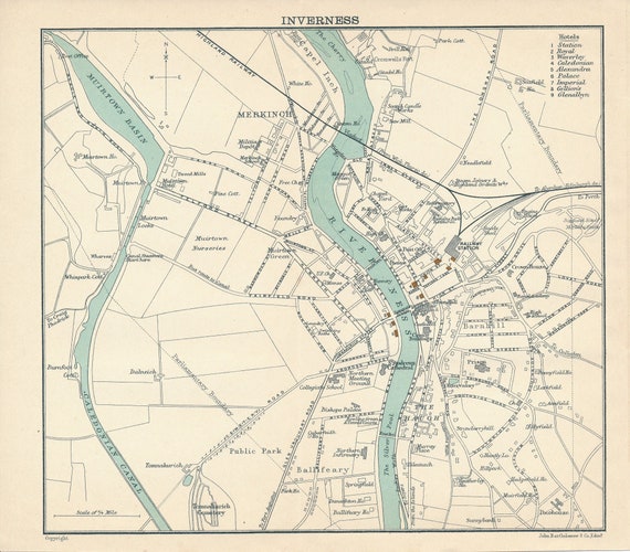 1910 Inverness Scotland Antique Map - Etsy